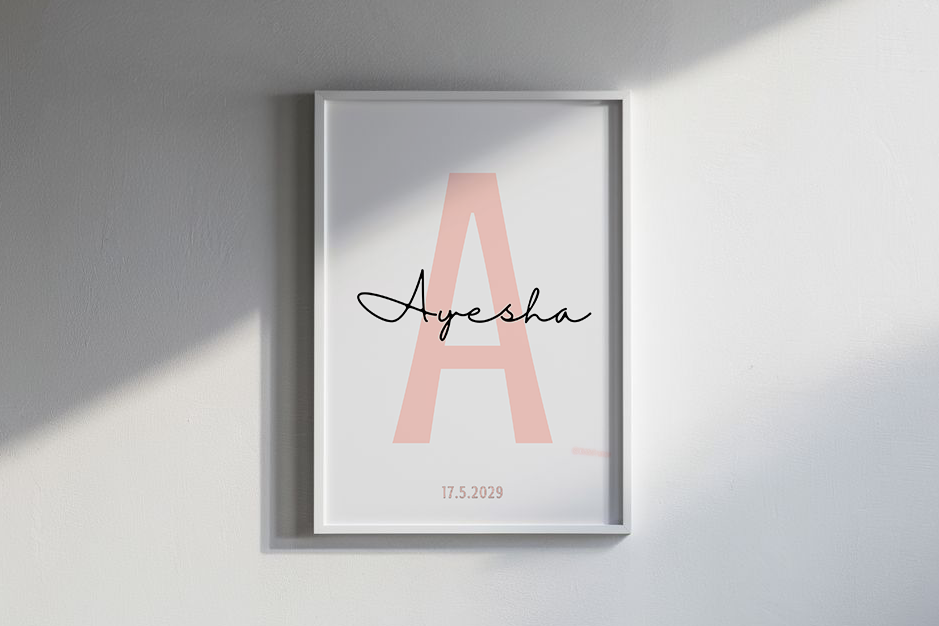 Baby Name & Date Custom Poster – Kiddo Frames